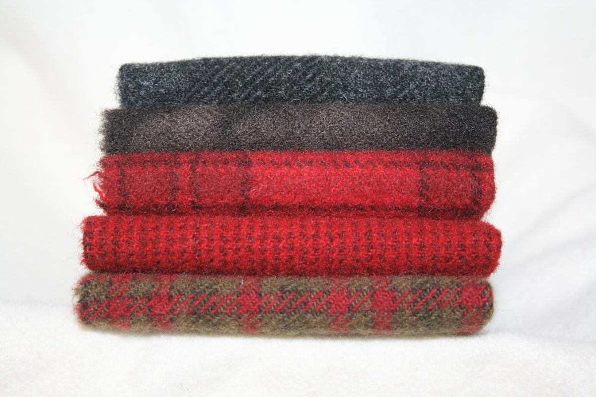 Five Pack of 8" x 8" Mill-dyed Wool Bundle – fiddlestix designs