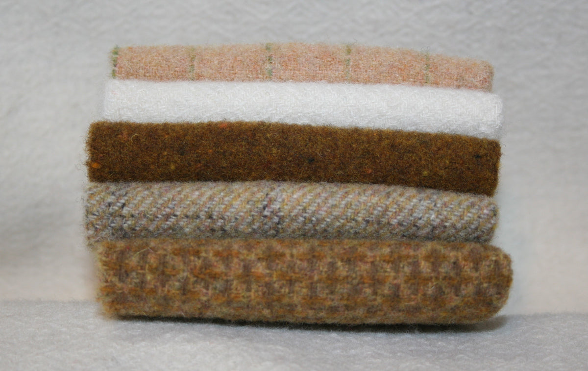 Five Pack of 8" x 8" Mill-dyed Wool Bundle – fiddlestix designs
