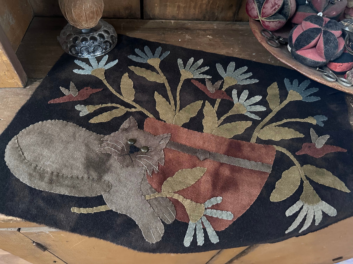 Kitty Kat in My Potted Plant Wool Applique' PDF Pattern by Laura Hakes ...