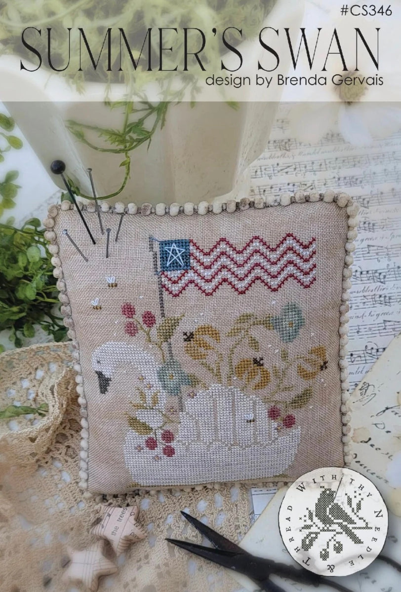 Summer Swan Cross Stitch Pattern by Brenda Gervais – fiddlestix designs