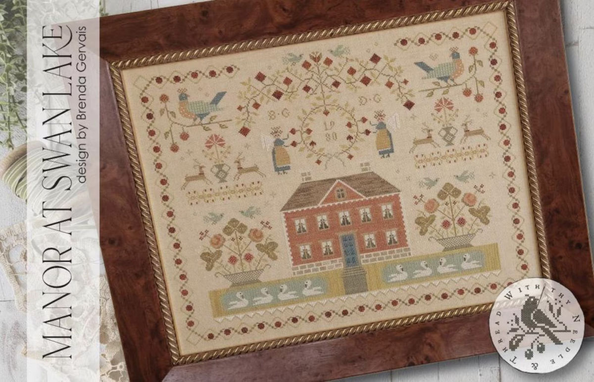 Manor at Swan Lake Cross Stitch Pattern by Brenda Gervais – fiddlestix ...