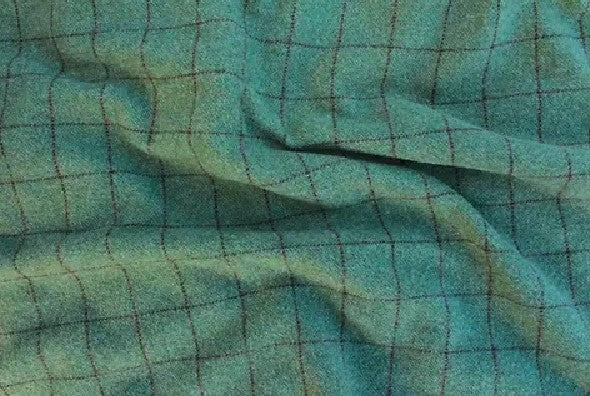 Teal Green Window Pane Mill-dyed Wool Fabric – fiddlestix designs
