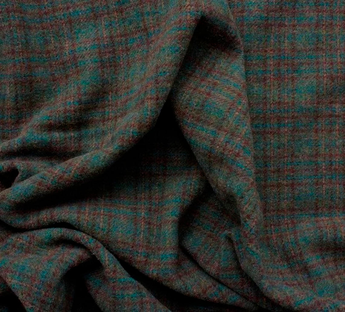 Teal Blue and Brown Plaid Mill-dyed Wool Fabric – fiddlestix designs