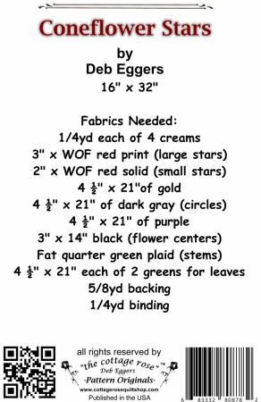 Coneflower Stars Quilted Runner by Deb Eggers – fiddlestix designs