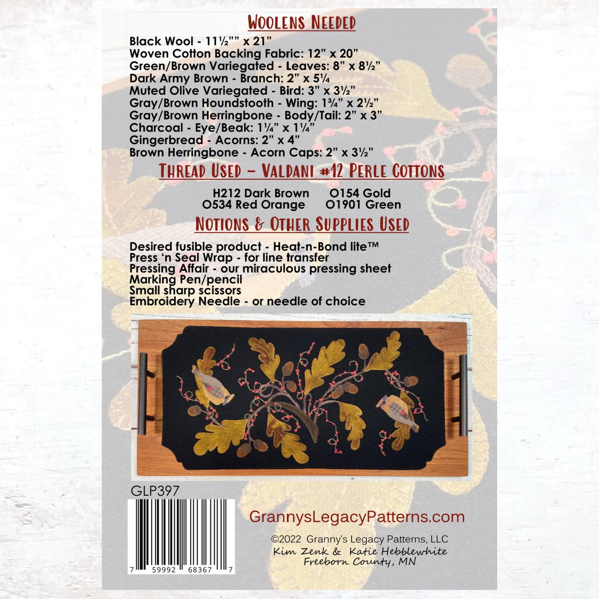 Duet Wool Applique Pattern by Granny's Legacy Patterns – fiddlestix designs