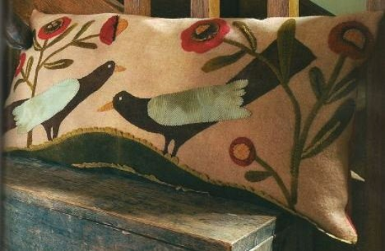 Two Birds in the Garden Wool Applique Pattern by Maggie Bonanomi - Kit ...